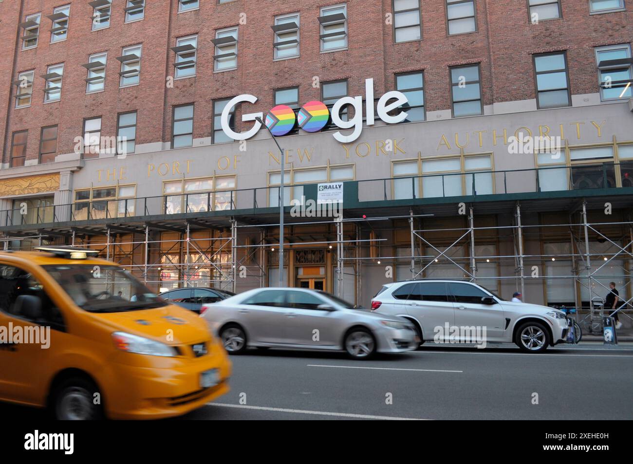 New York, USA. 25th June, 2024. The Google logo displaying Pride flags ...