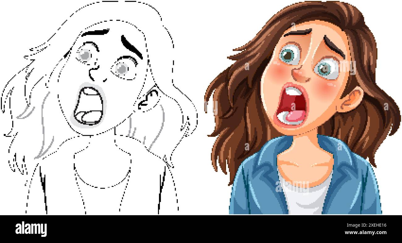 Illustration of a woman with a shocked face Stock Vector Image & Art ...