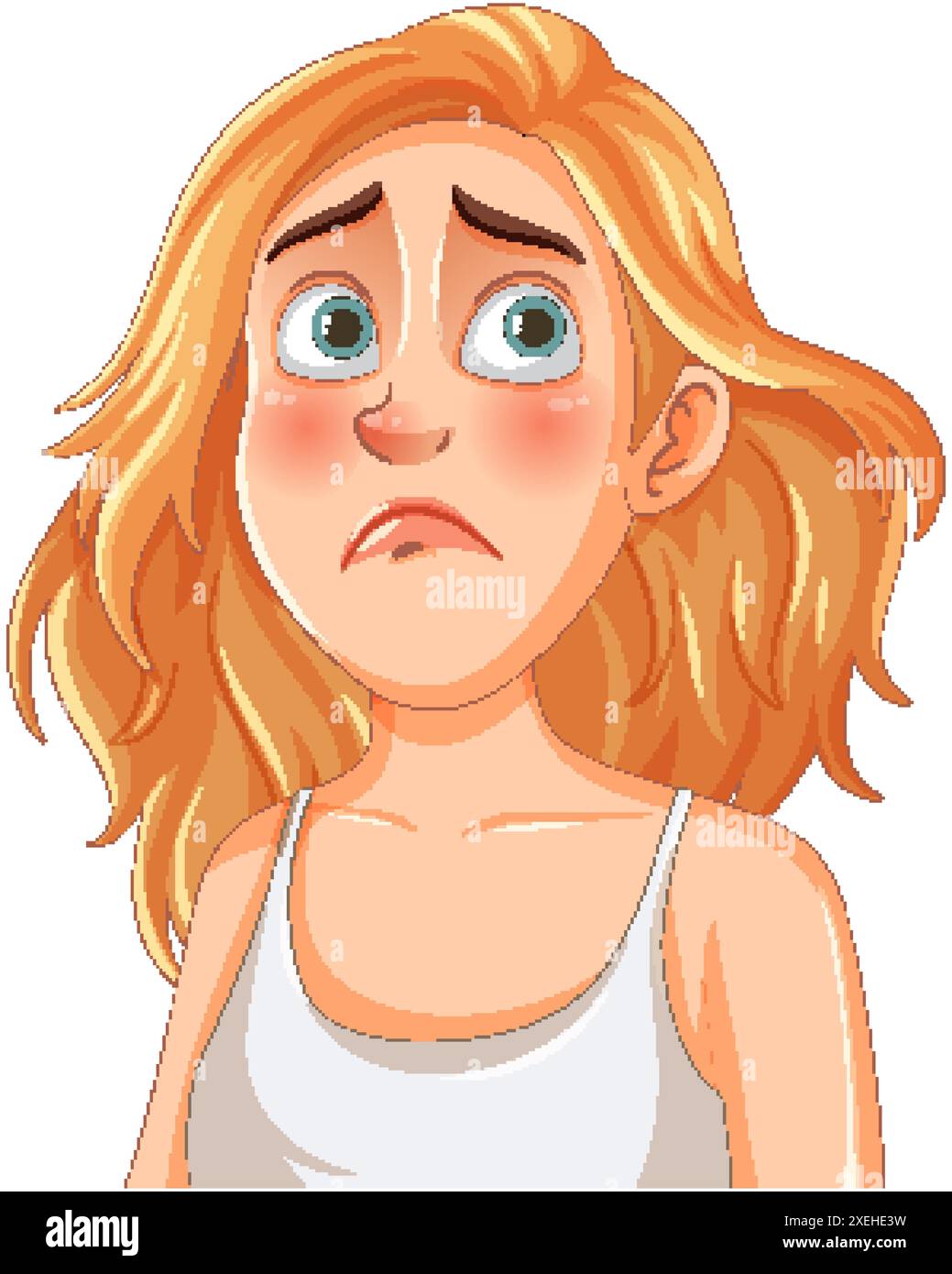 Illustration Of A Concerned Woman With Flushed Cheeks Stock Vector Image And Art Alamy