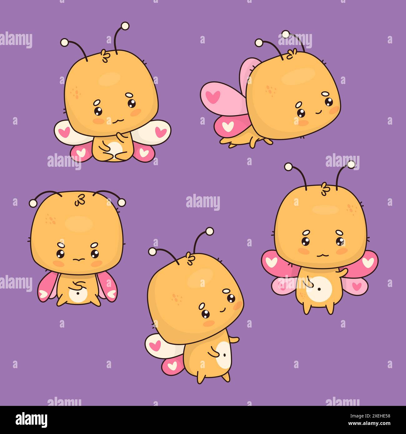 Funny butterfly characters collection. Isolated cute cartoon insect ...