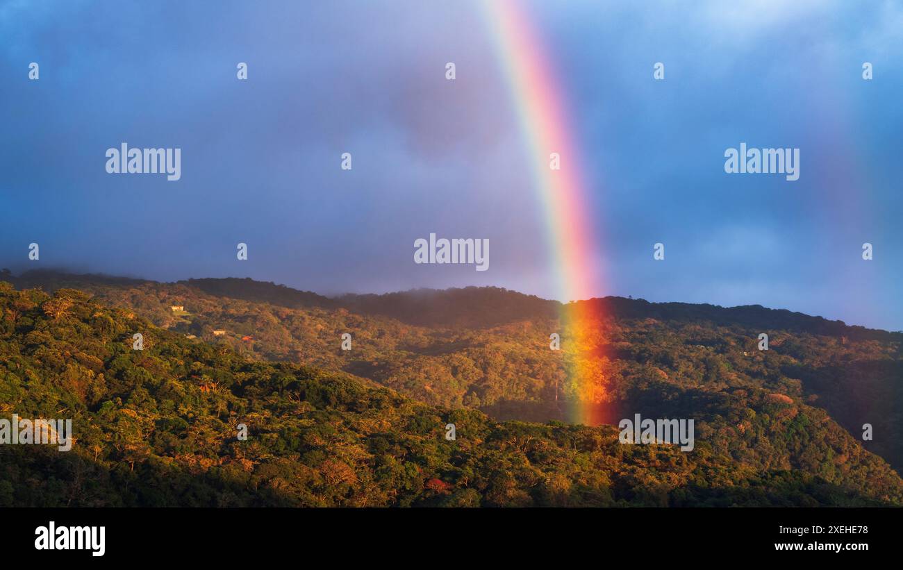 Rainbow over the town of Monte Verde, Alajuela Province, Costa Rica ...