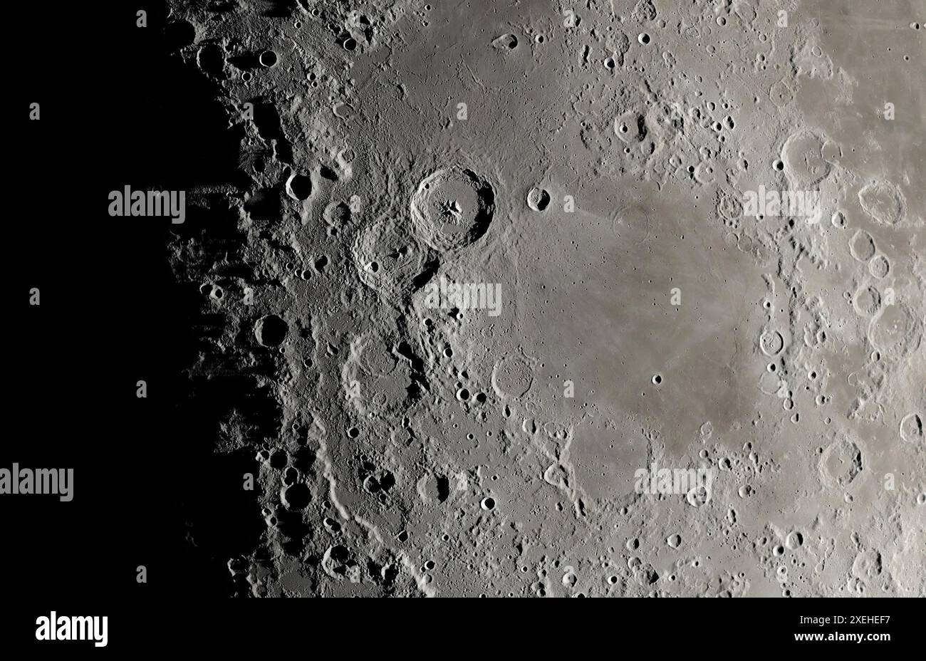 Moon surface close-up. Detailed lunar craters on the surface of the ...
