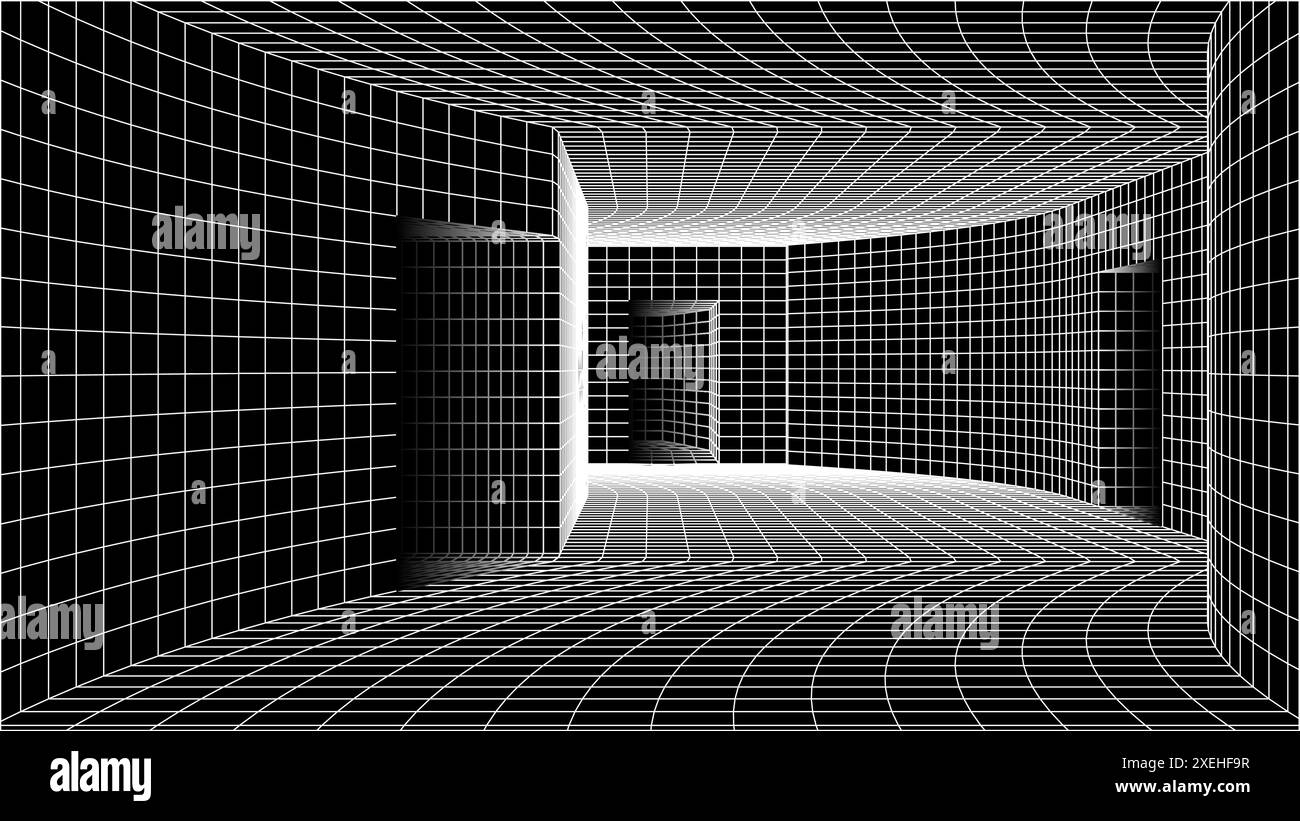 Abstract y2k styled computer background. Sci-fi architecture interior ...