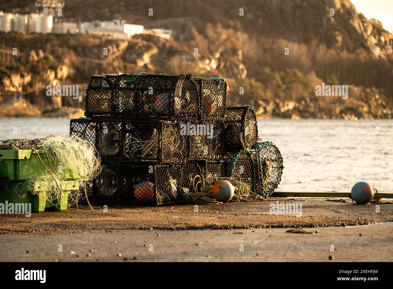 Stack of lobster pots by the sea Stock Photo - Alamy
