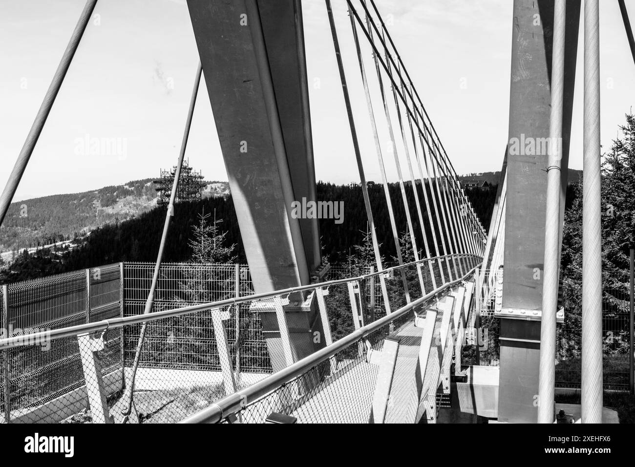 Close-up of the support beams and railing on Sky Bridge 721 in Dolni ...