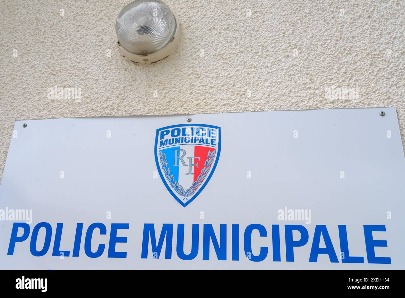 Bordeaux , France - 06 21 2024 : police municipale france flag ...