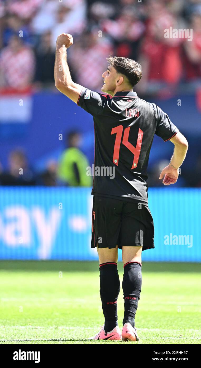 HAMBURG, GERMANY - JUNE 19: Qazim Laci of Albania celebrates during the ...