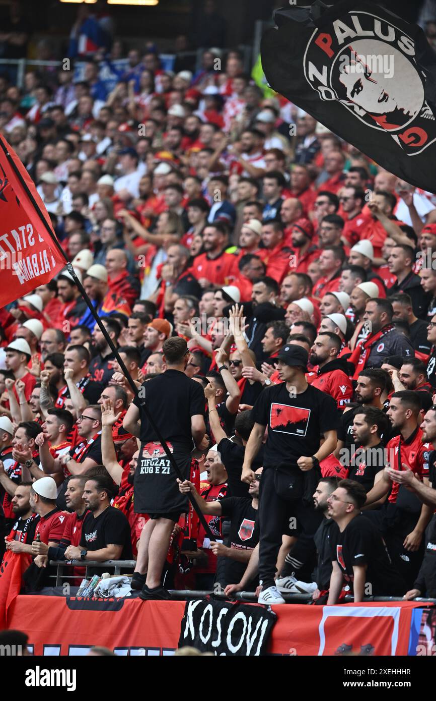 HAMBURG, GERMANY - JUNE 19: albanian ultras fans during the UEFA EURO ...