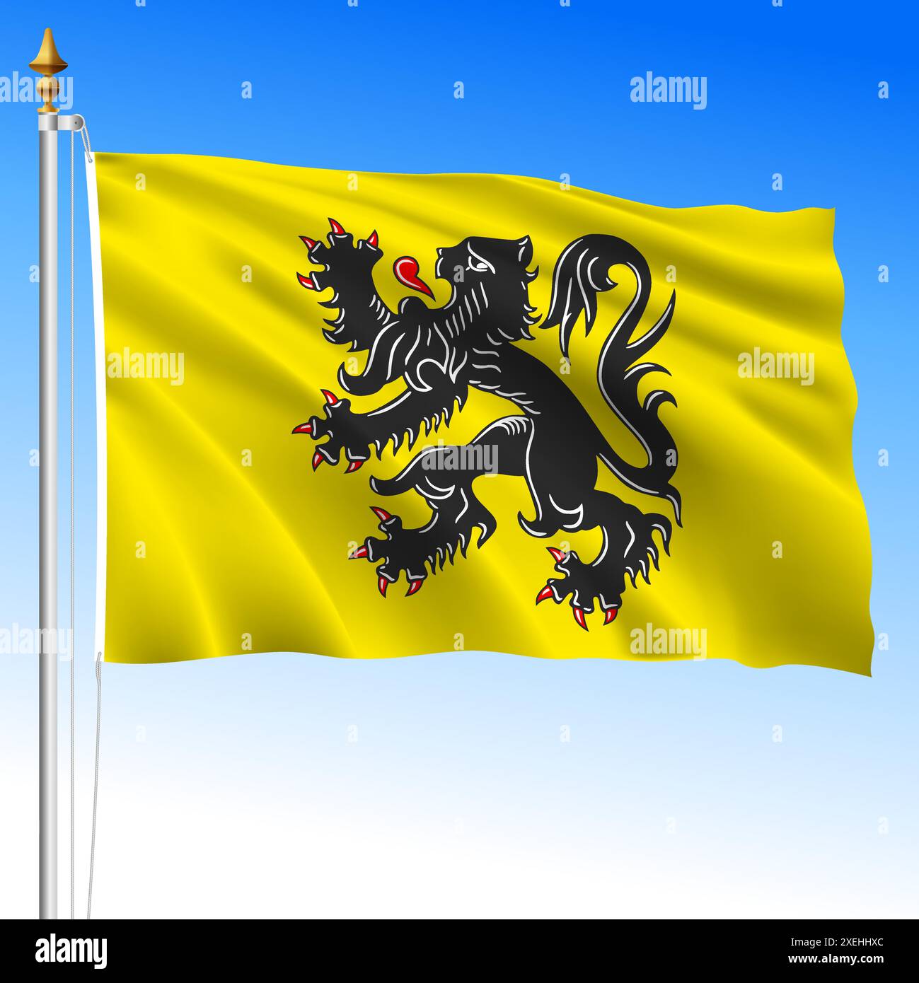 Flanders regional waving flag, Kingdom of Belgium, vector illustration ...