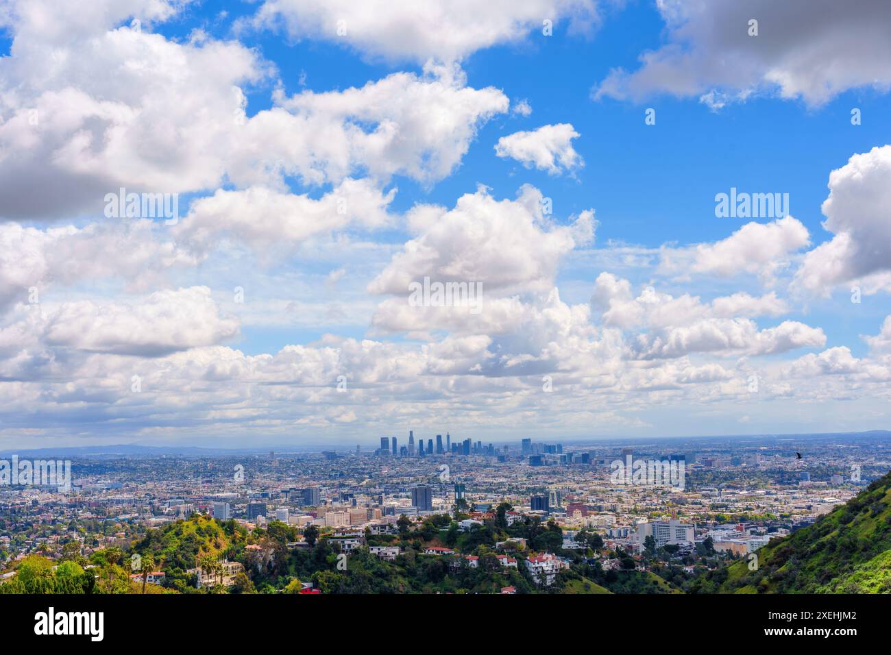 Vantage point view of Los Angeles, showcasing the city under a blue sky ...