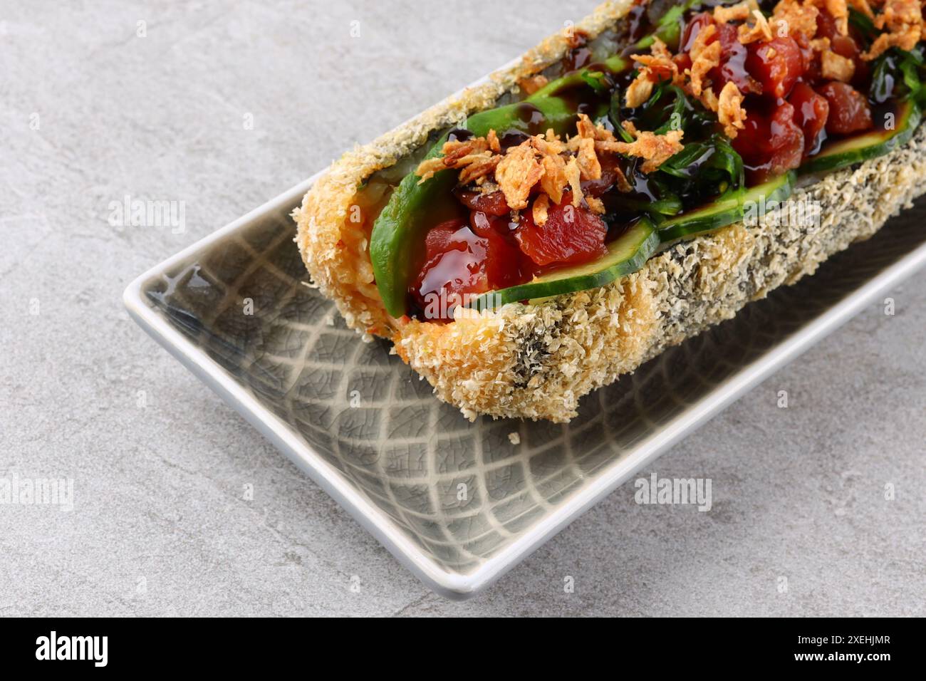 Fried Sushi Roll Brazilian style. Sushi dog Stock Photo - Alamy