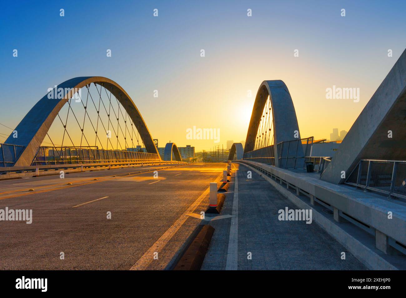 View of the 6th Street Bridge in Los Angeles at sunset Stock Photo - Alamy