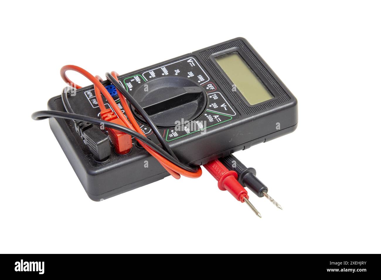Multimeter device for measuring electricity isolated on a white ...