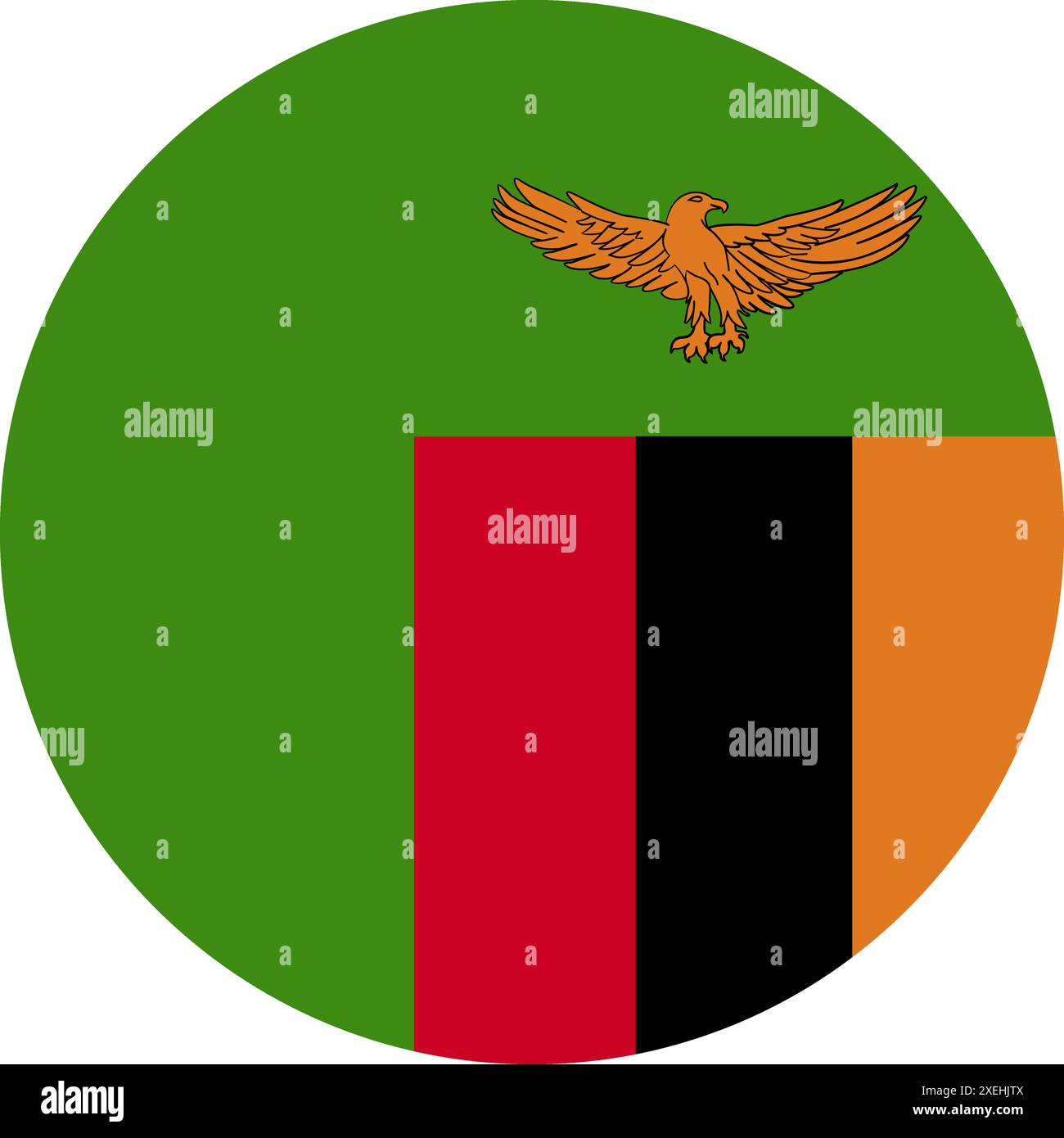 ZAMBIA Flag in circle, official color, National flag, symbol of nation ...