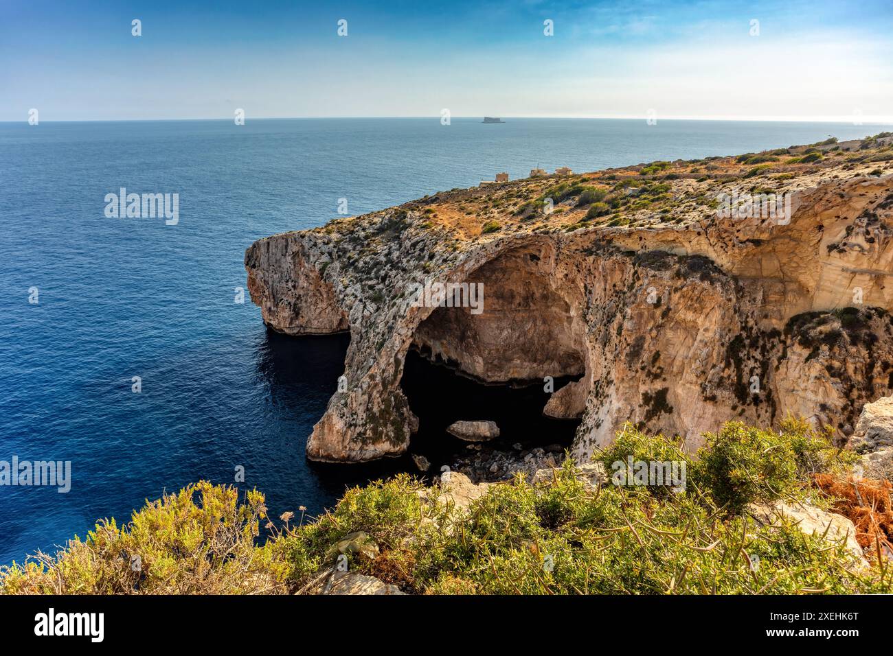The Blue Grotto caverns, rock formation on the Mediterranean sea. Malta ...