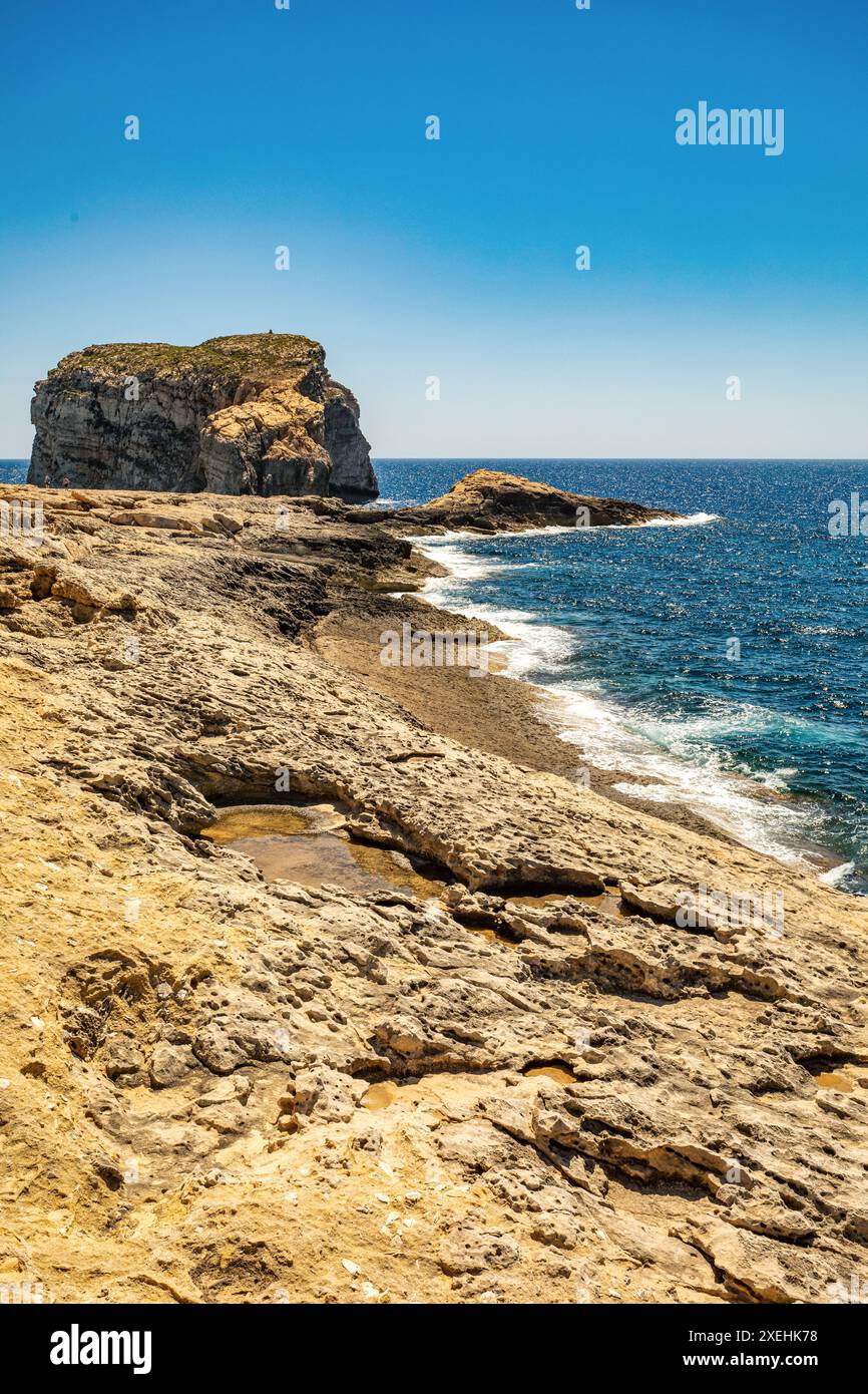 Tilt Rock Il Dwejra Bay, Gozo island Malta Stock Photo - Alamy