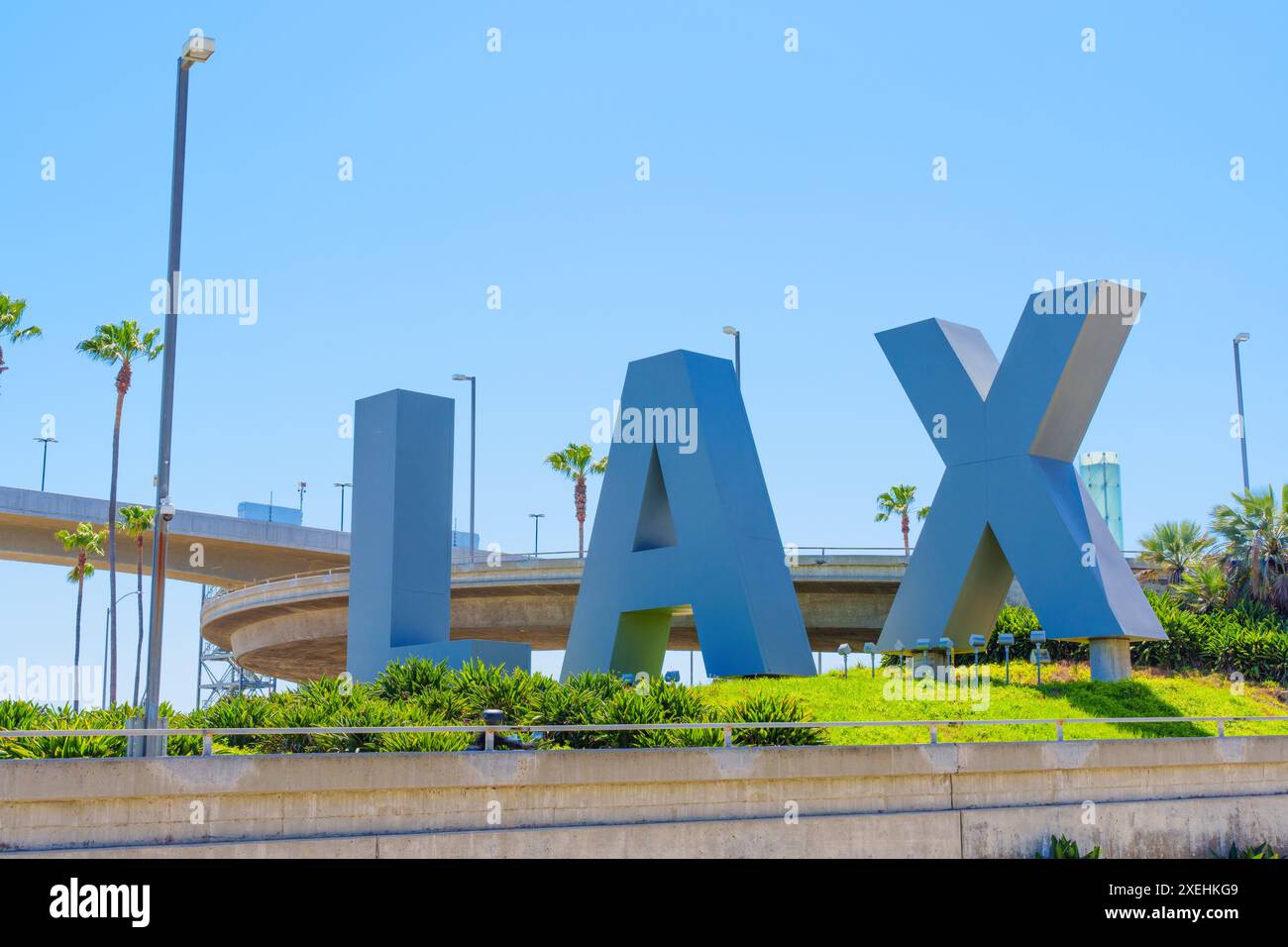 Los Angeles, California - April 8, 2024: Large blue LAX sign set ...
