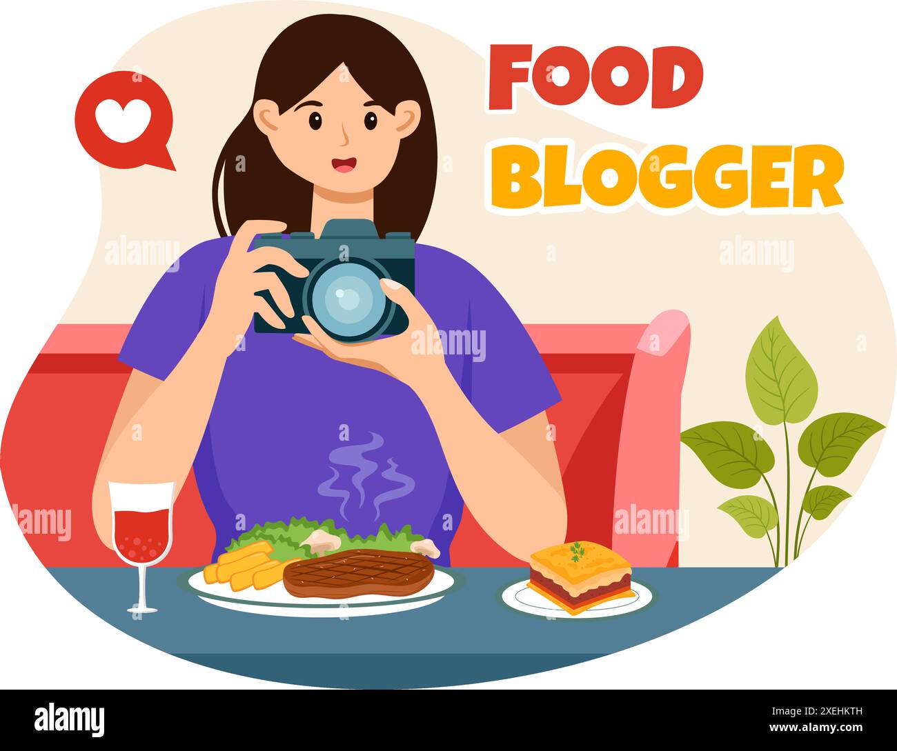 Food Blogger Vector Illustration featuring Influencer Reviewing and ...