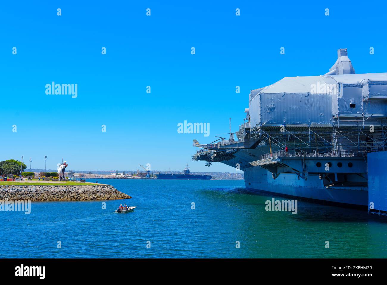 San Diego, California - April 16, 2024: View of the USS Midway aircraft ...