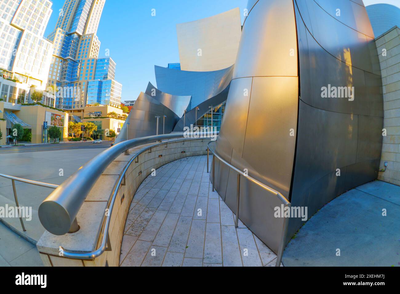 Los Angeles, California - April 10, 2024: Curved metallic pathway at ...