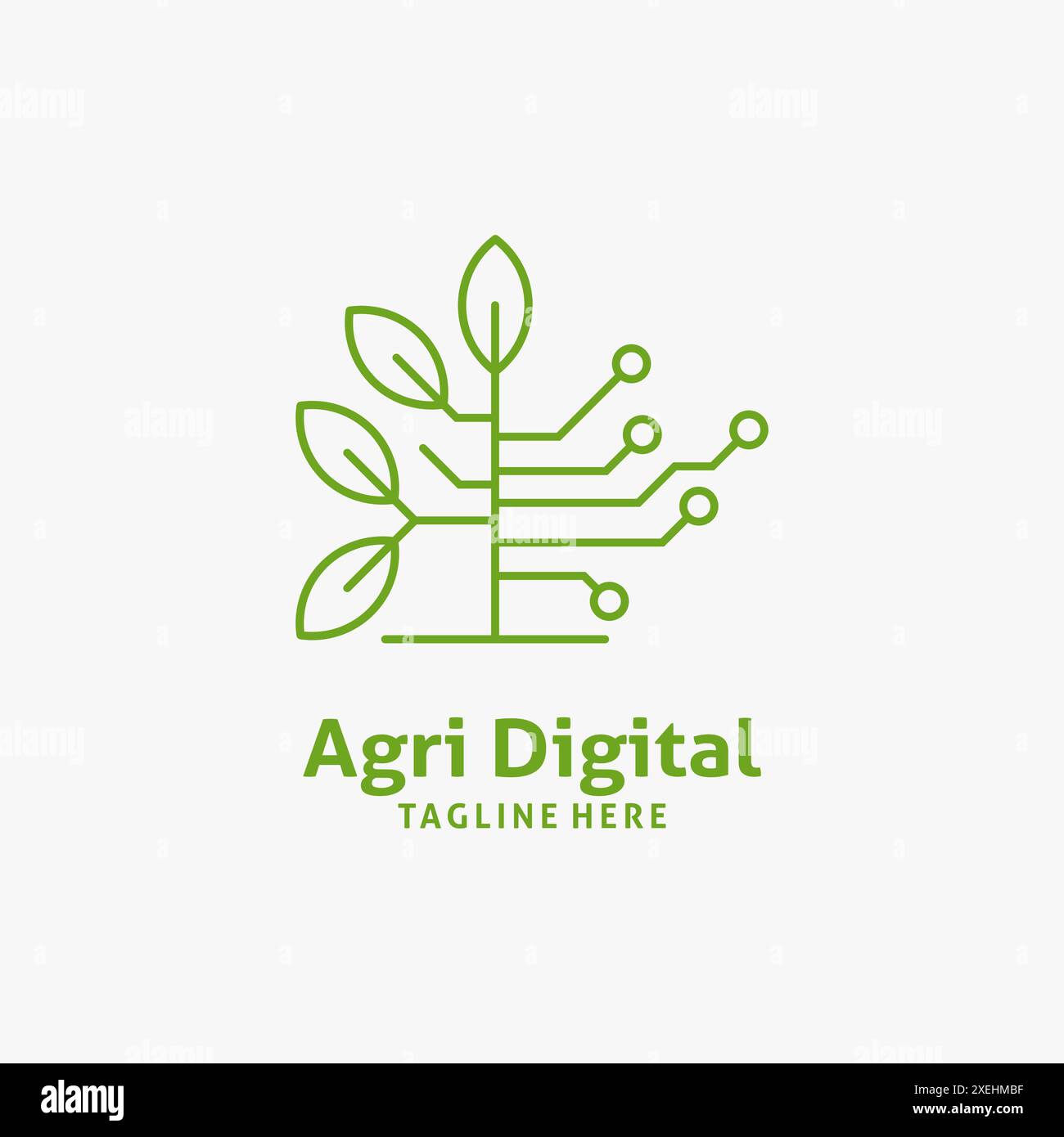 Plants and tech elements for digital agriculture logo design Stock ...