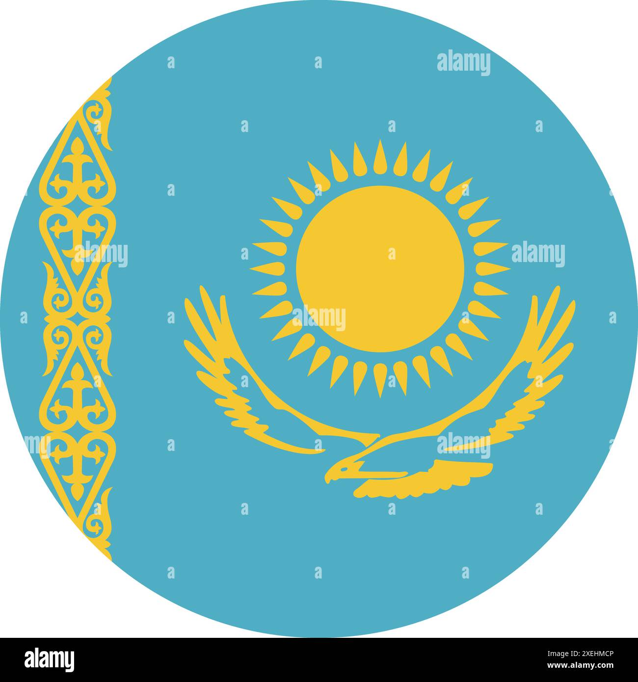 KAZAKHSTAN Flag in circle vector illustration, official color, National ...