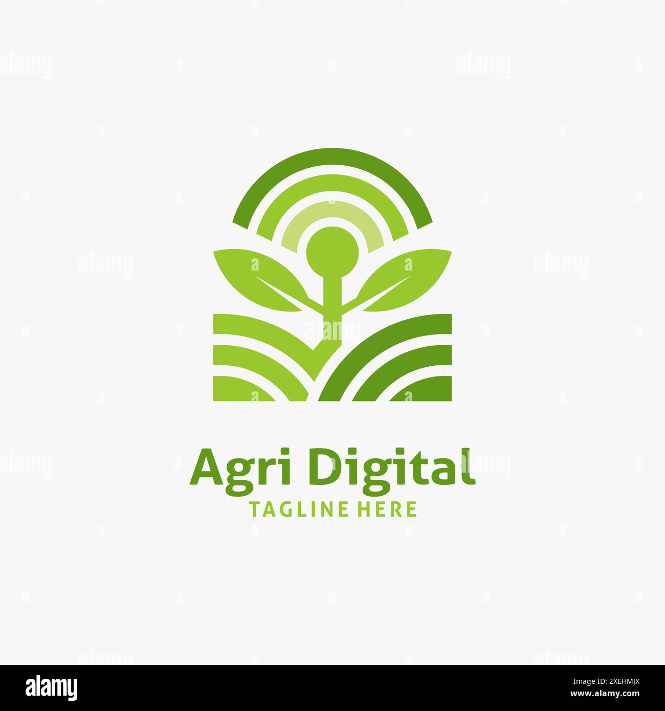 Plant farm and wifi signal for digital agriculture logo design Stock ...