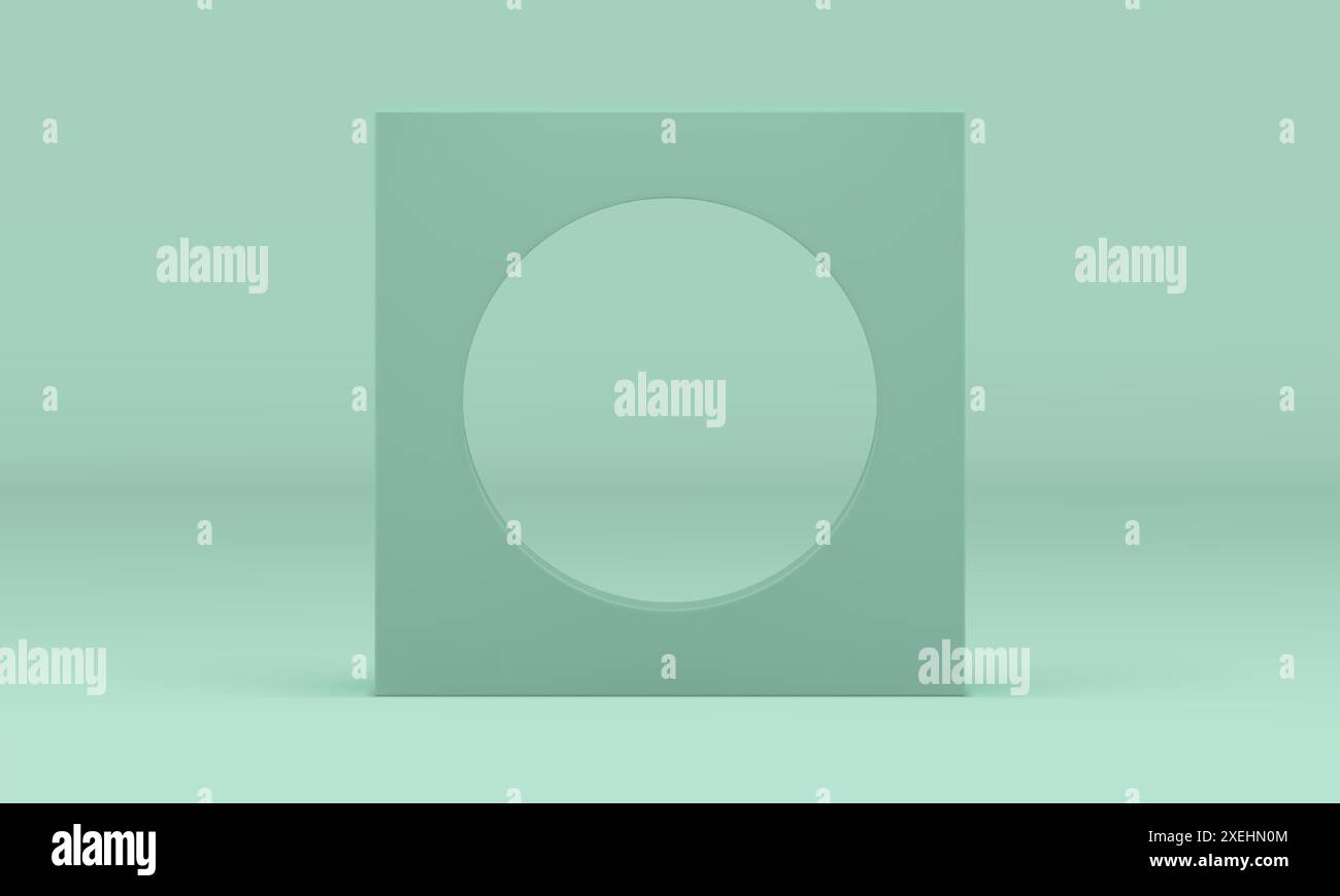 3d wall circle hole geometric decor element studio background realistic ...