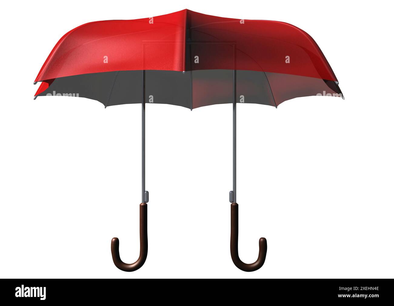 Tandem umbrella red Stock Photo - Alamy