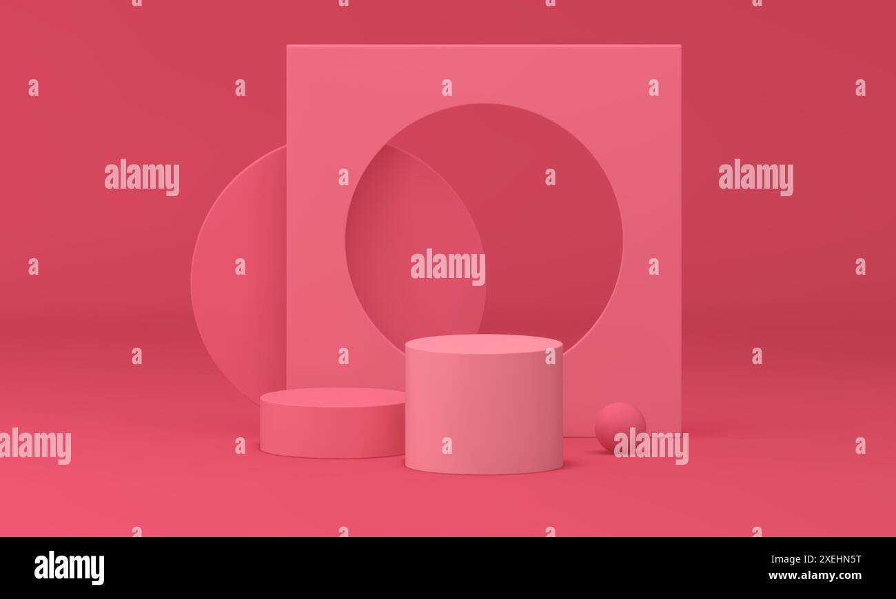 Pink pedestal 3d basic foundation geometric hole wall cylinder pillar ...