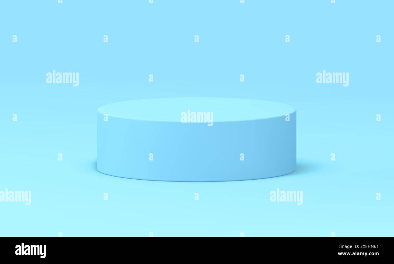 Blue round pedestal stage construction 3d decor element product display ...