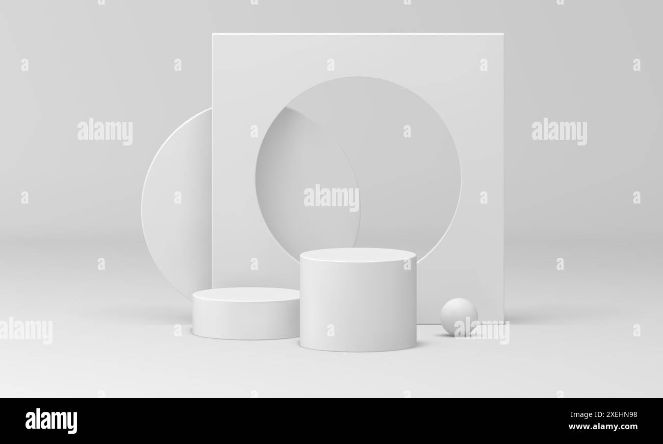 White geometric pedestal cylinder platform award arena 3d showroom ...