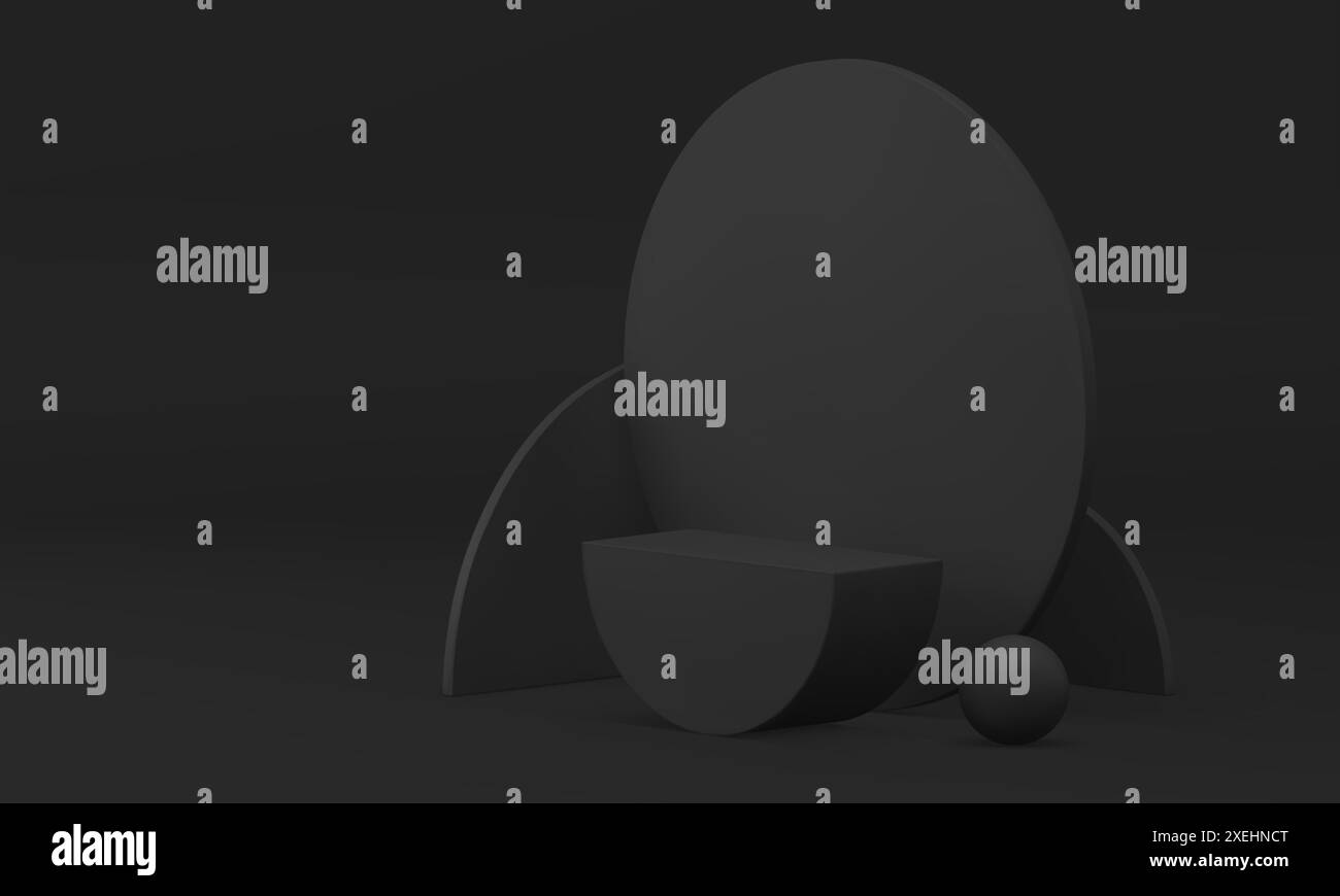 Black 3d podium geometric platform showcase design unstable semicircle ...