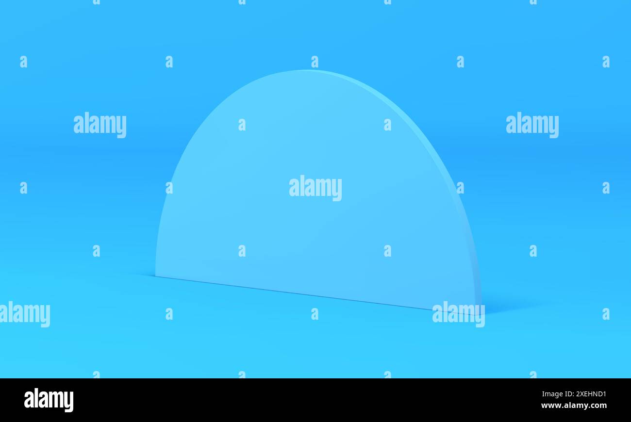 3d semicircle blue geometric wall minimal stand decor element realistic ...