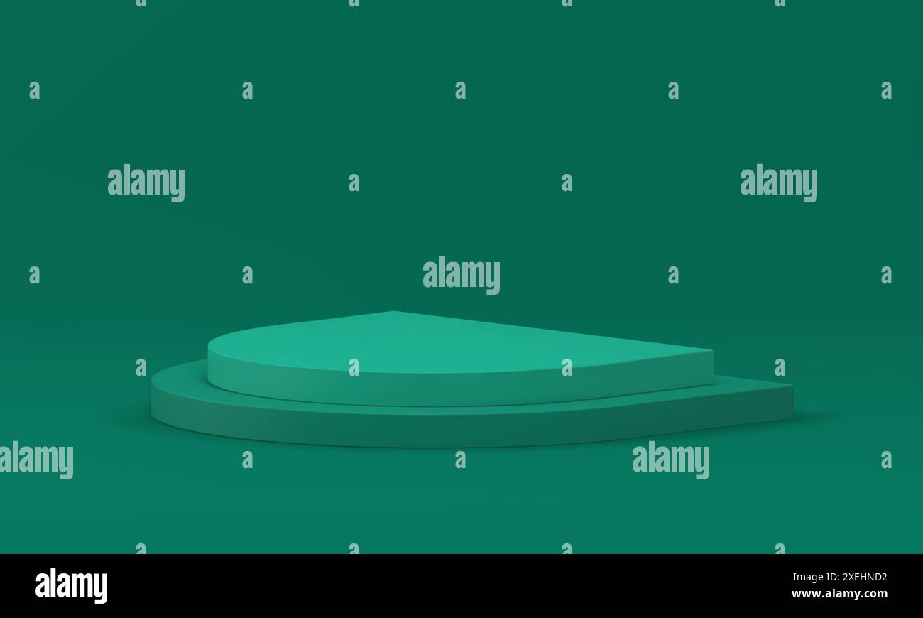 Green 3d pedestal curved level stairs platform basic foundation for ...