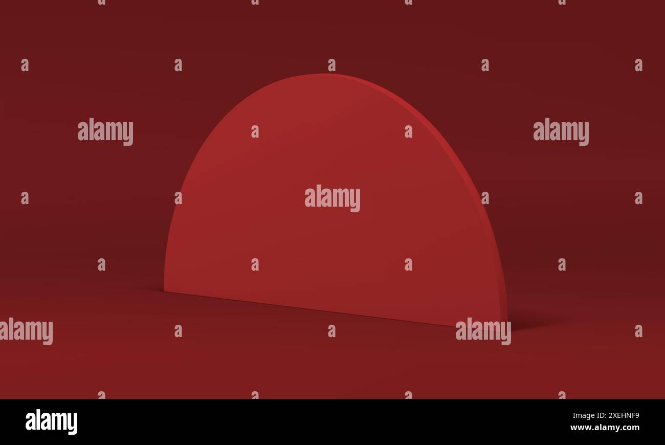 Red 3d semicircle vertical wall isometric decor element stand basic ...