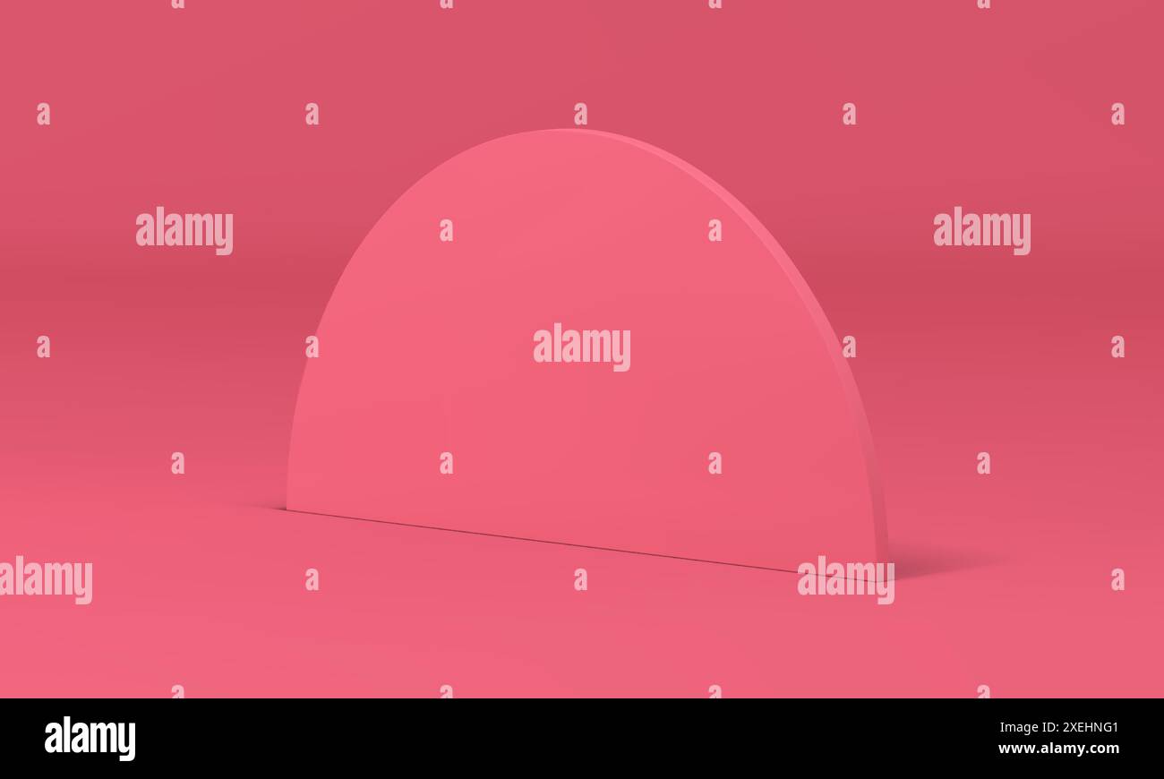 Pink 3d semicircle vertical block minimal geometric decor element ...