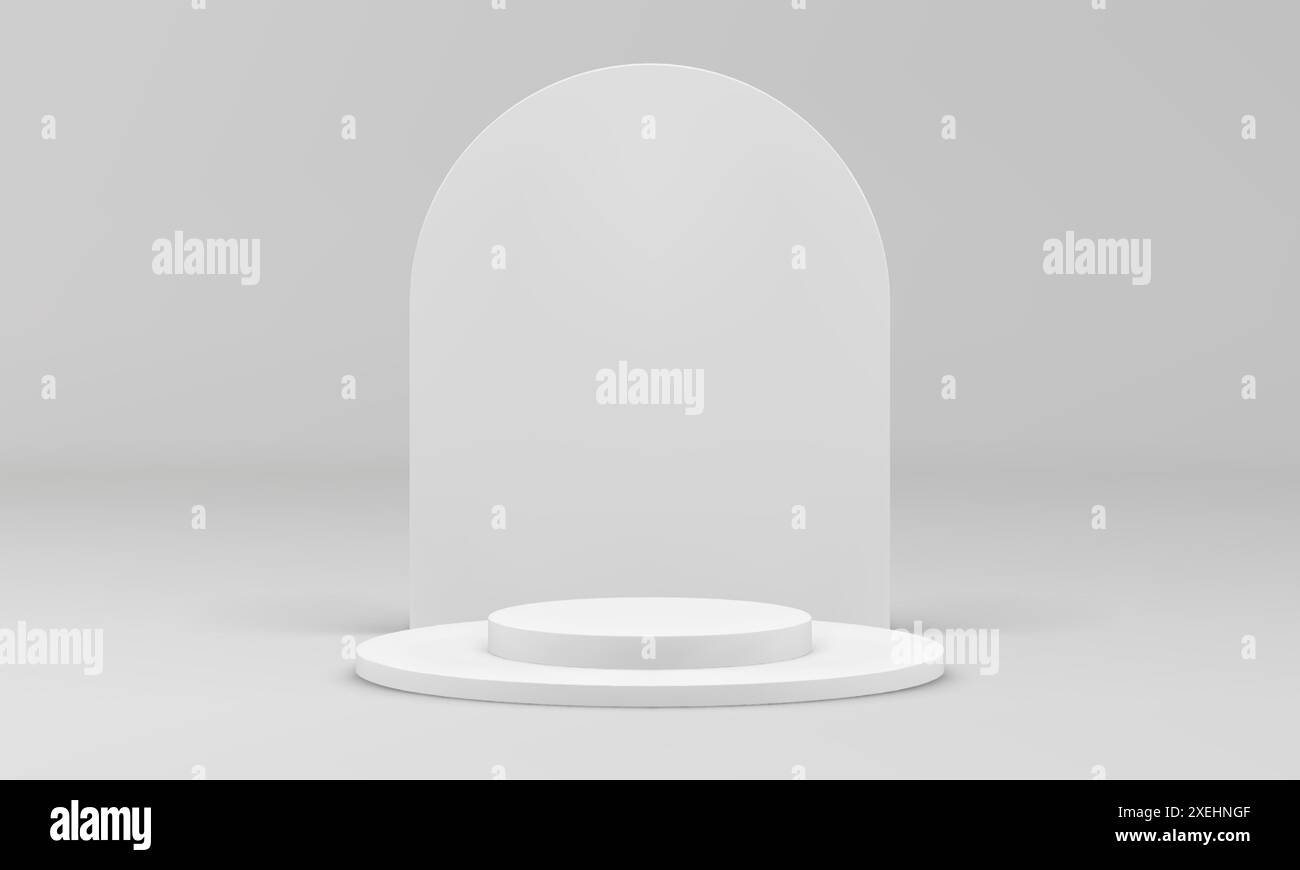 3d podium white cylinder step foundation curved wall retail merchandise ...