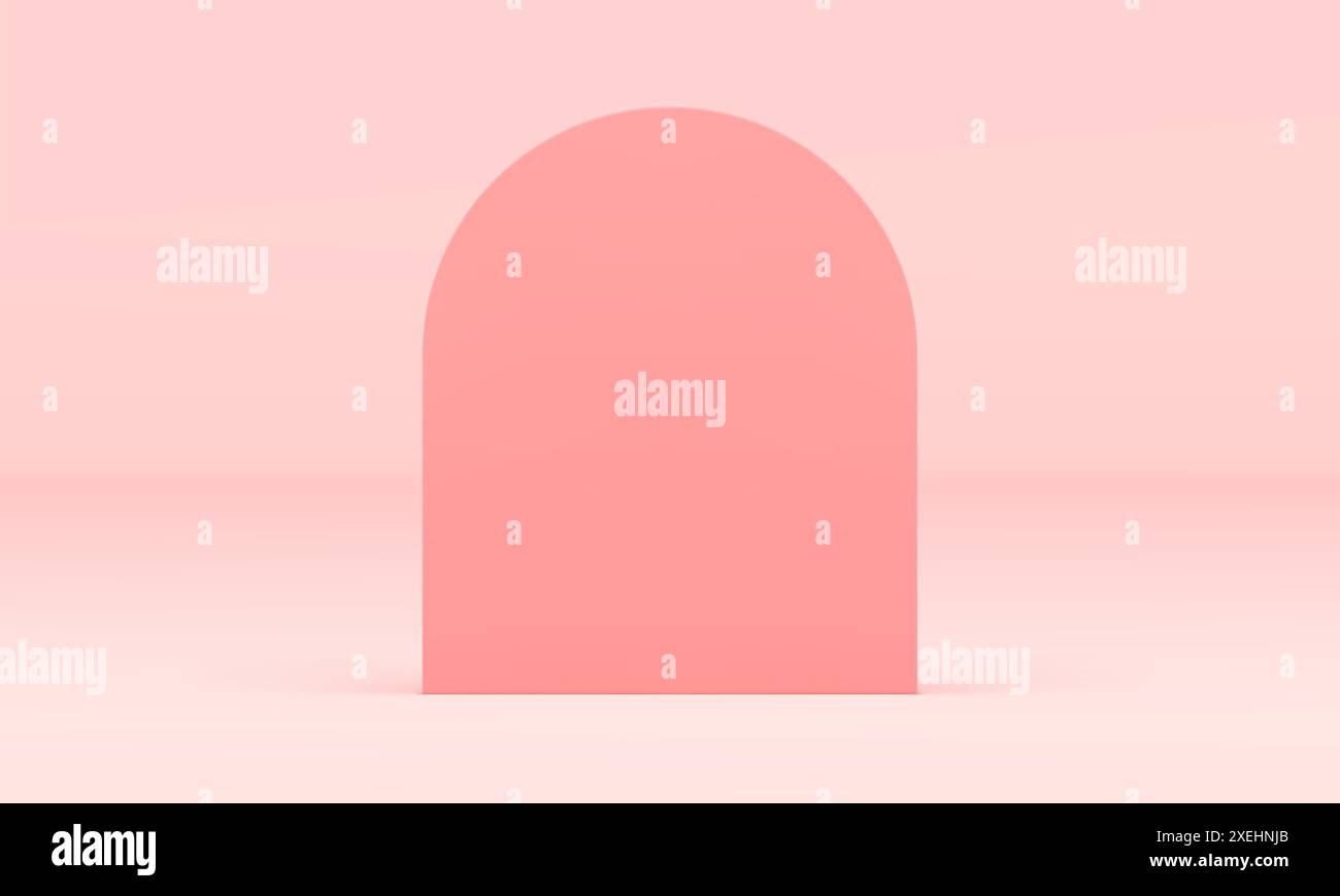 3d wall pink semicircle vertical block minimal decor element front view ...