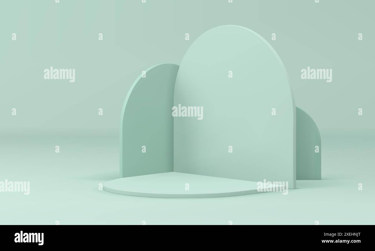 Geometric podium 3d foundation semicircle corner stage minimal platform ...