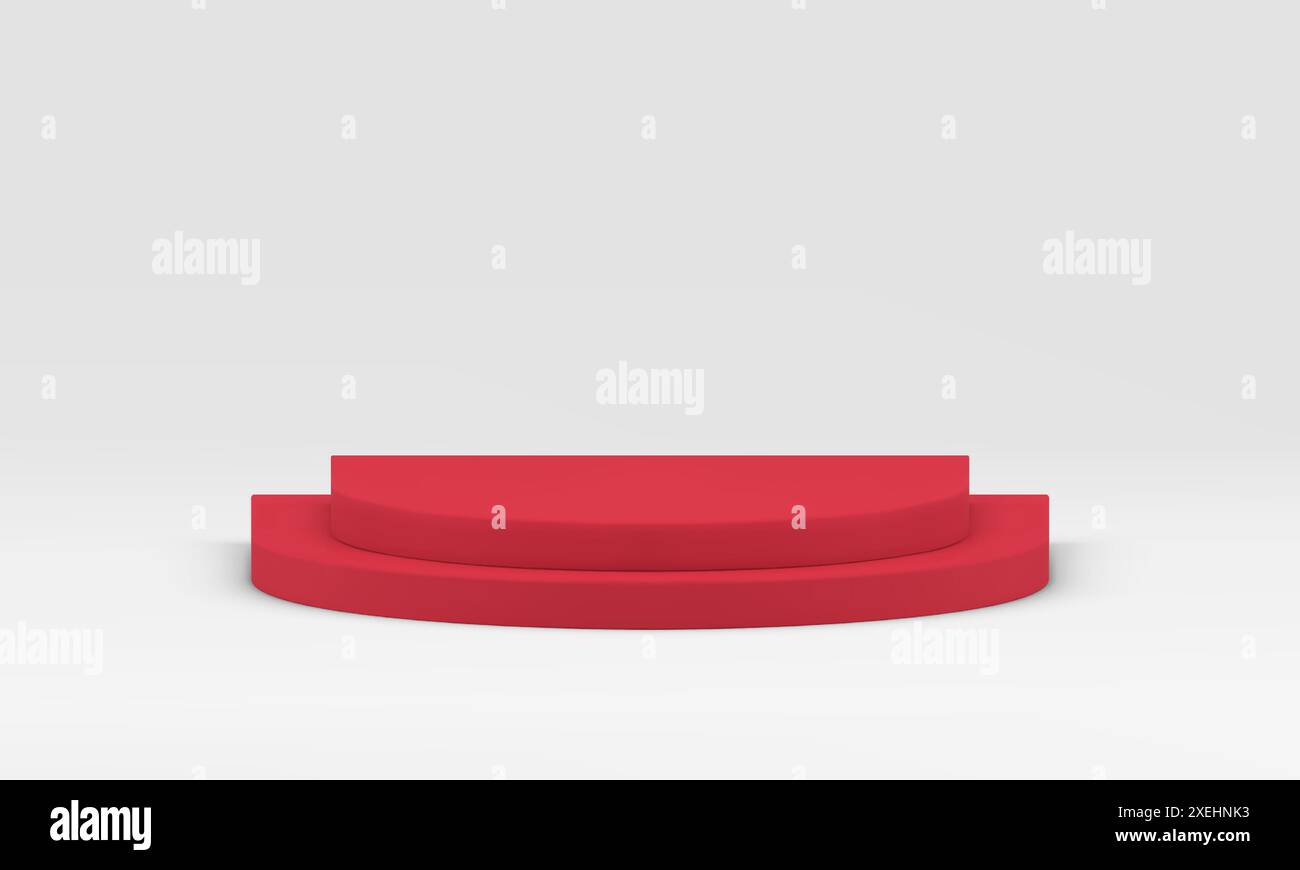 3d podium level red platform for product presentation stage award arena ...