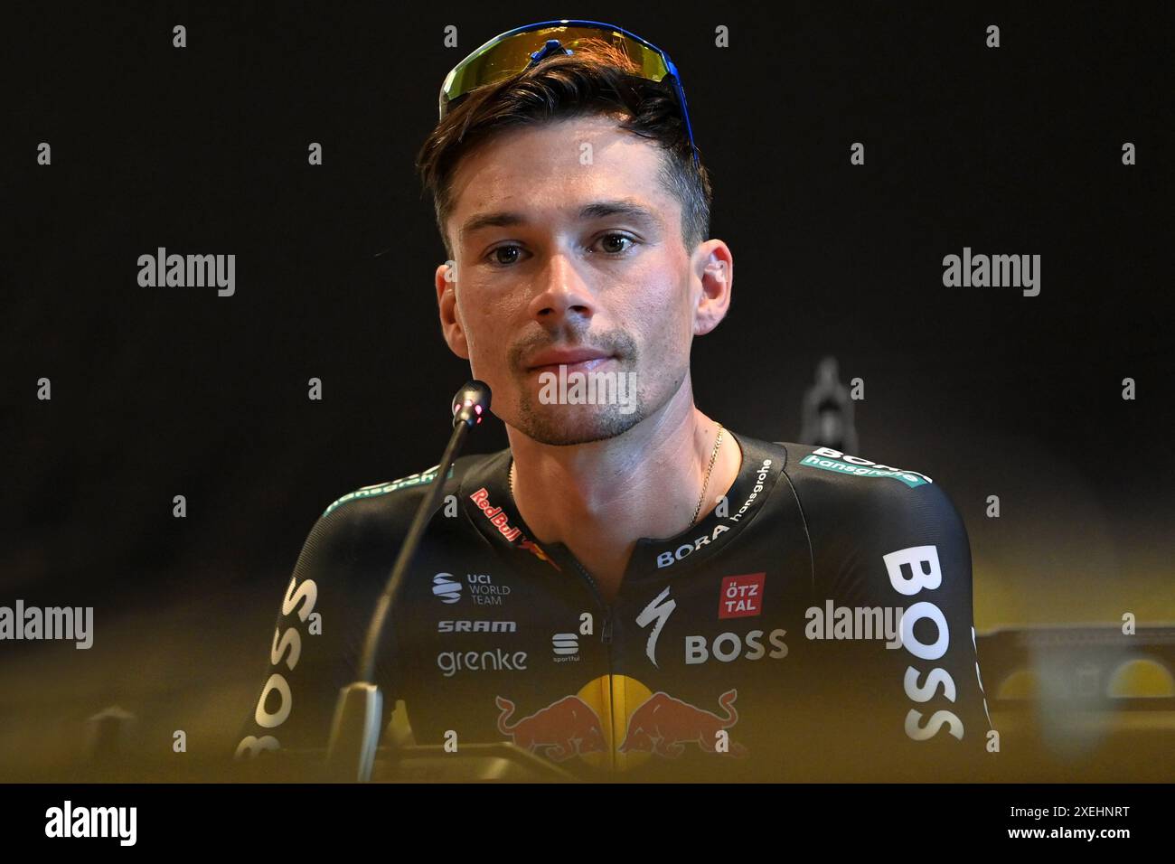 Primoz Roglic (BORA-Hansgrohe-Red Bull) portrait during press ...