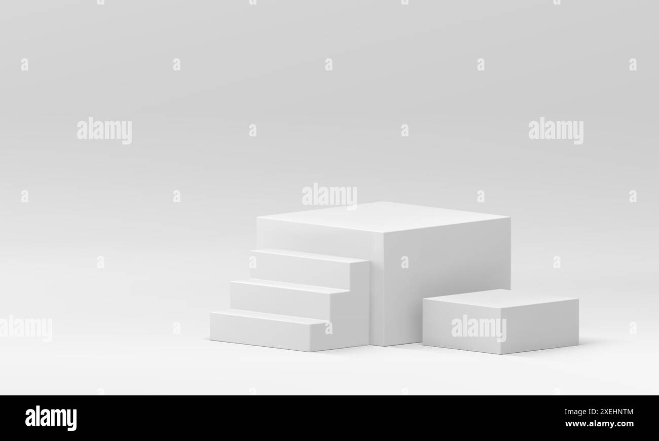 White 3d podium geometric stage with staircase product premium ...