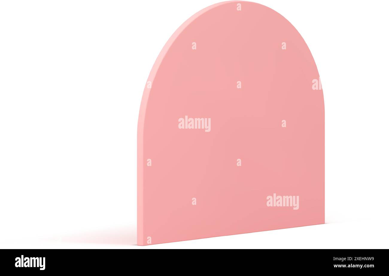 Pink wall 3d icon geometric semicircle isometric shape construction ...