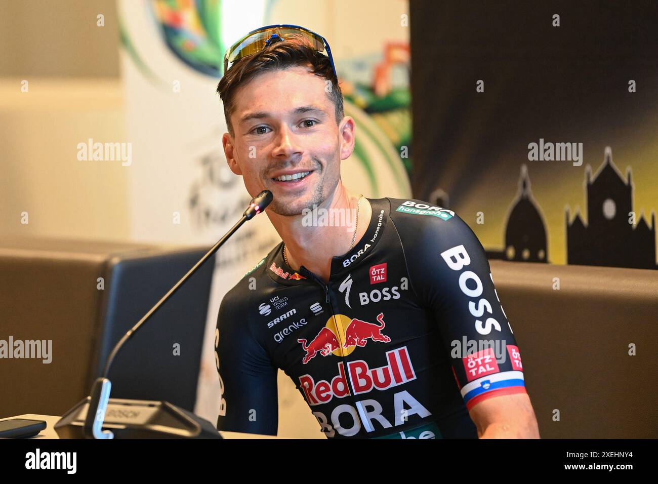 Primoz Roglic (BORA-Hansgrohe-Red Bull) portrait during press ...