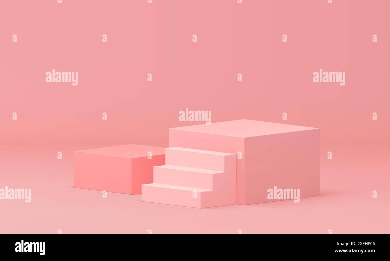 3d podium pink rectangular stairs award arena win competition ceremony ...