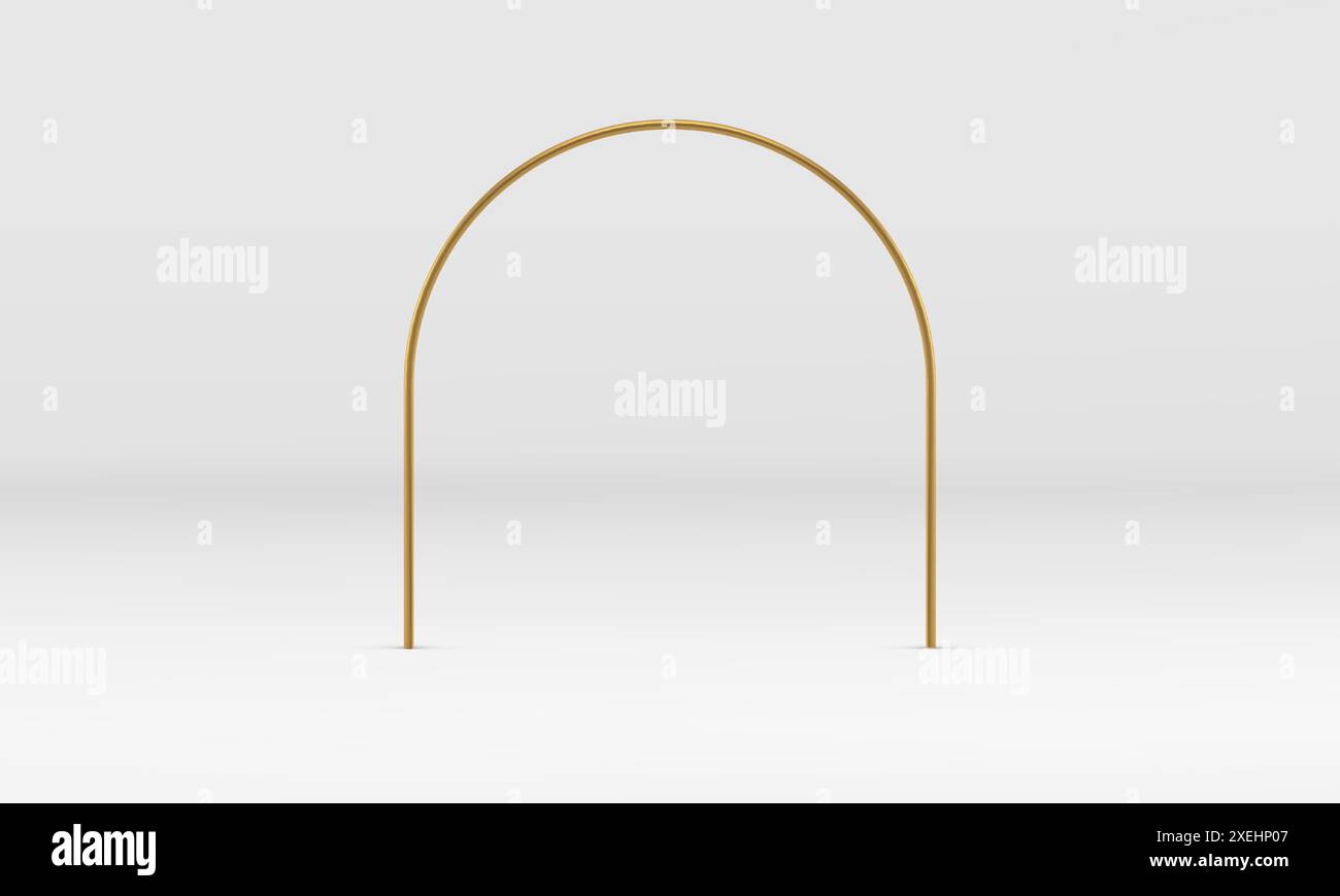 Curved golden 3d frame metallic construction decor element realistic ...