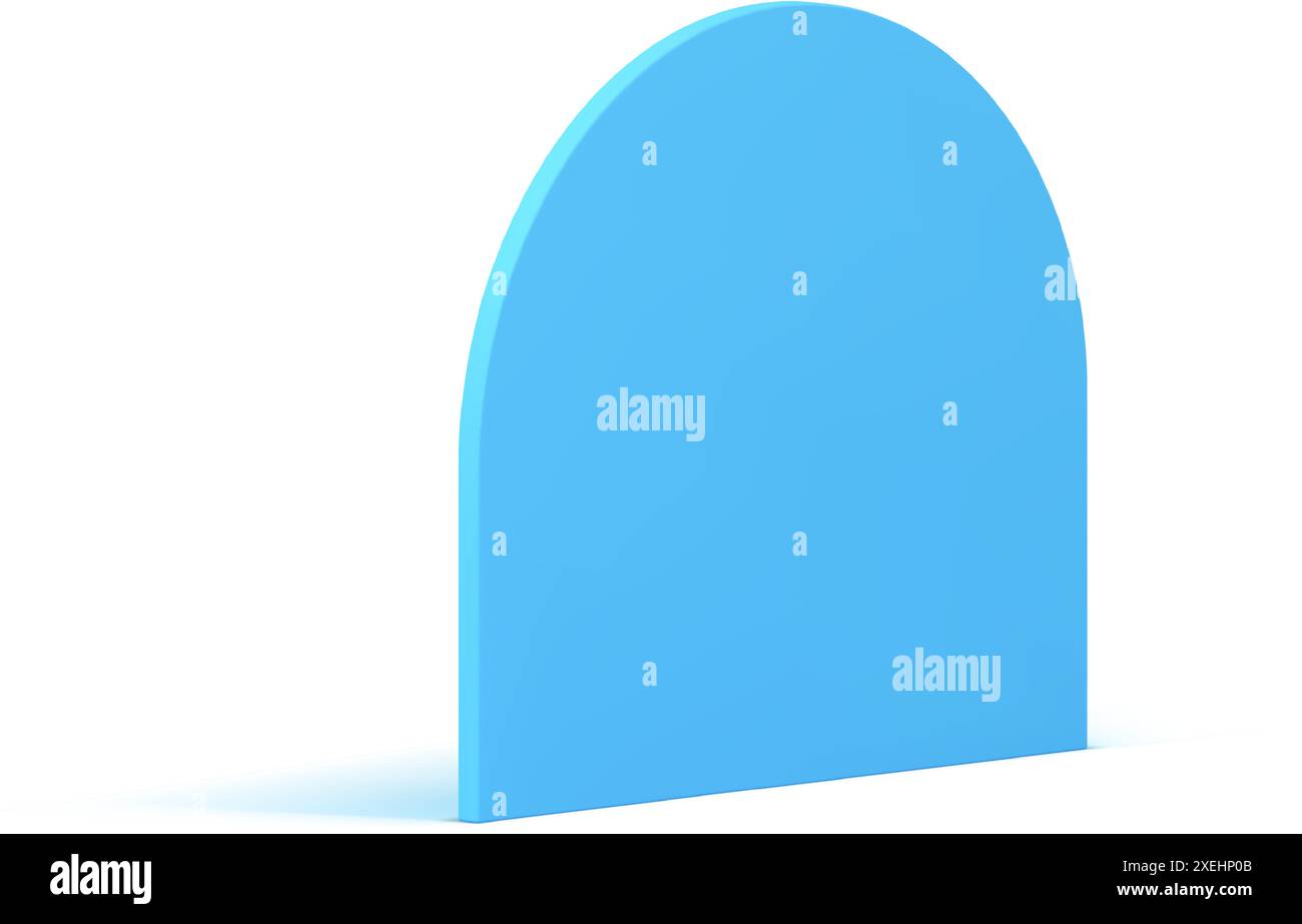Blue curved wall isometric vertical stand geometric shape construction ...