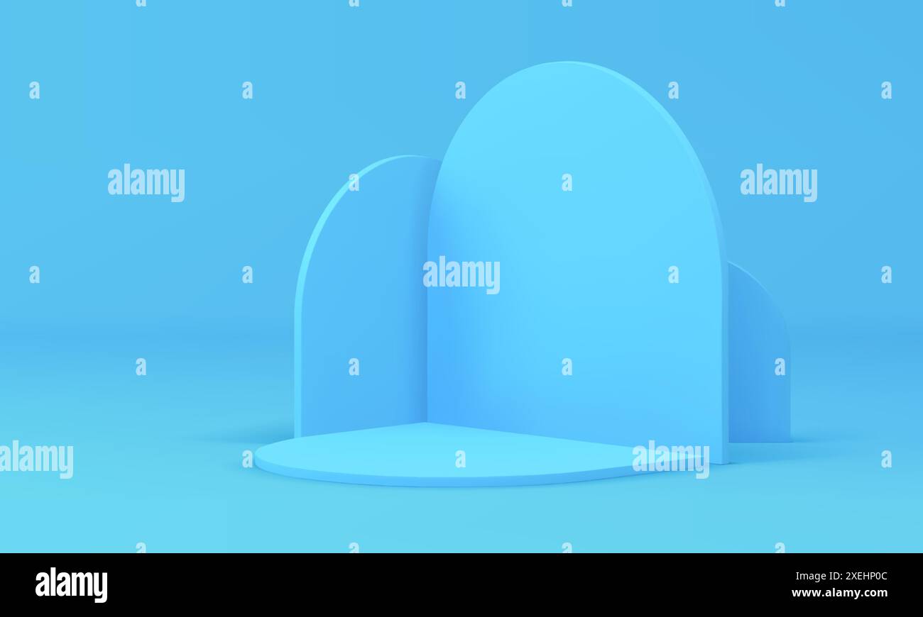 Blue podium 3d corner construction showroom interior event ceremony ...