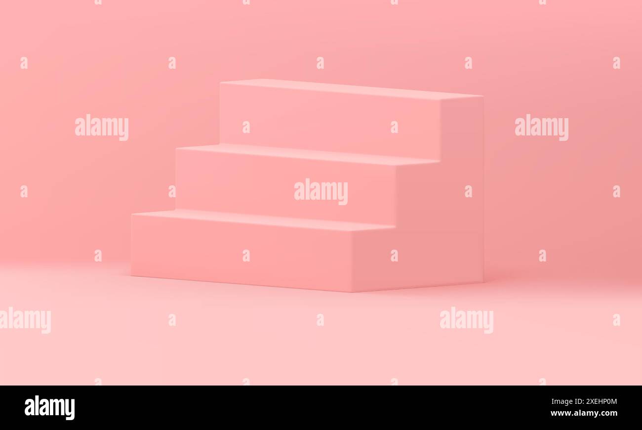 3d staircase pink ladder level geometric structure success achievement ...